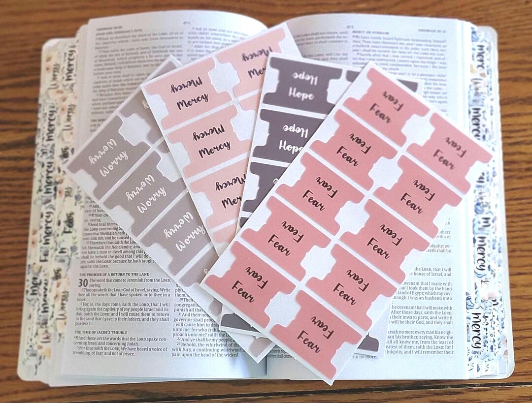 Bible Bundle Themed Tabs 10 Mercy, 10 Hope, 10 Fear & 10 Worry Glossy ...