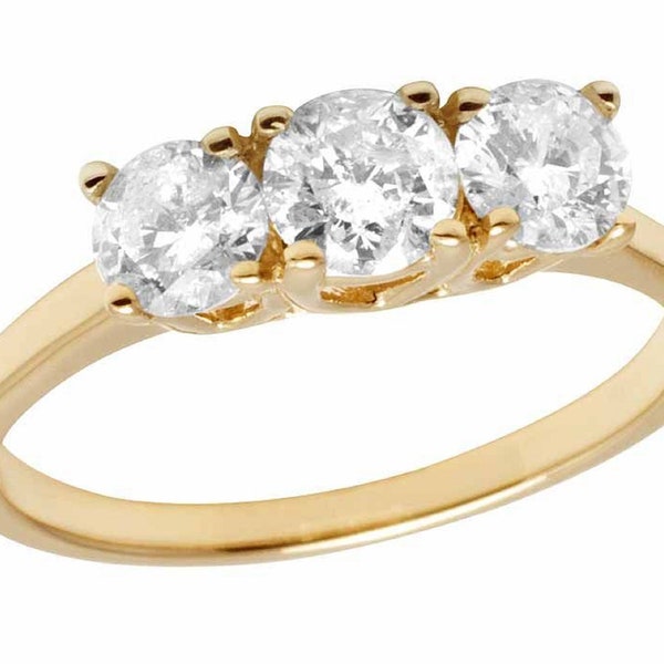 3 Stone Lab Created Diamond - Etsy