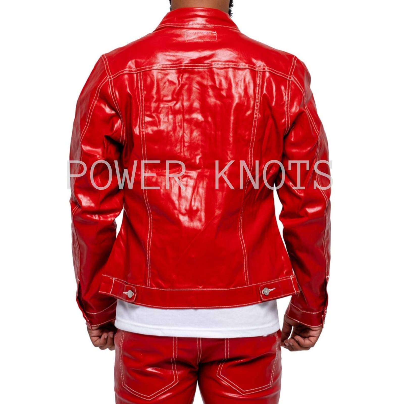 Men's Shiny Red Patent Denim Style Leather Shirt, Men's Red Leather ...
