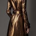 Women's Bronze Gold Metallic Foil Genuine Leather Trench Coat, Women's ...