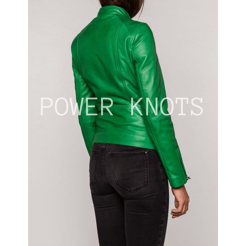 Women's Bright Green Tailored Motorcycle Biker Leather Jacket, Women's ...