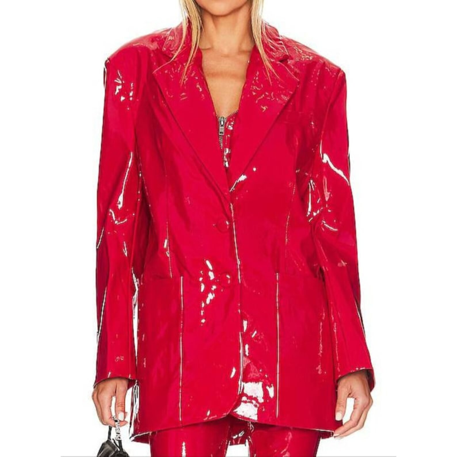 Women's Black Patent Leather Blazer, Women's Black Leather Coat, Women ...