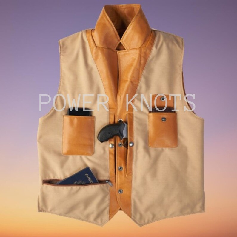 Men's Vintage Mango Tan Cowboy Leather Vest/gilet, Men's Tan Brown ...