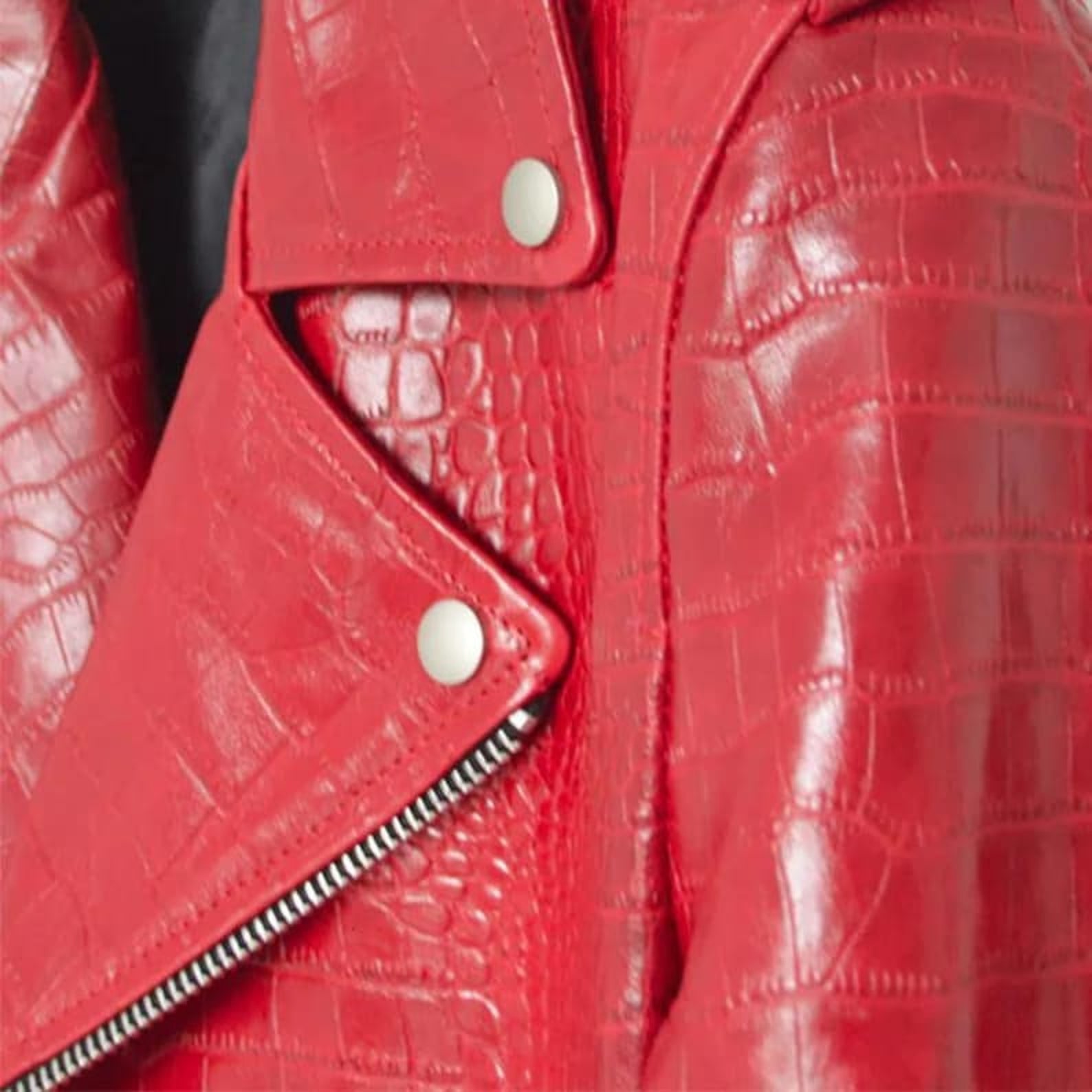Men's Red Croc Embossed Slim Fit Motorcycle Biker Leather Jacket, Men's ...