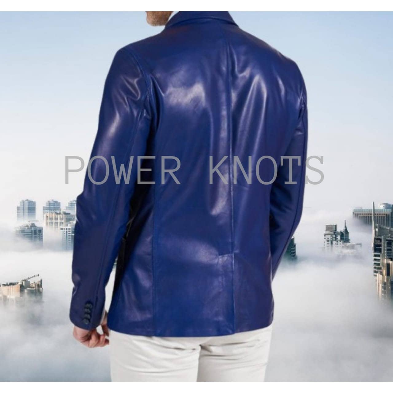 Men's Royal Blue Tailored Business Leather Blazer, Men's Blue Leather ...