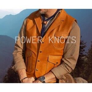 Men's Vintage Mango Tan Cowboy Leather Vest/gilet, Men's Tan Brown ...
