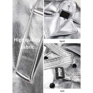 Men's Silver Metallic Foil Effect Tailored Double Breasted Leather ...