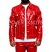 Men's Shiny Red Patent Denim Style Leather Shirt, Men's Red Leather ...