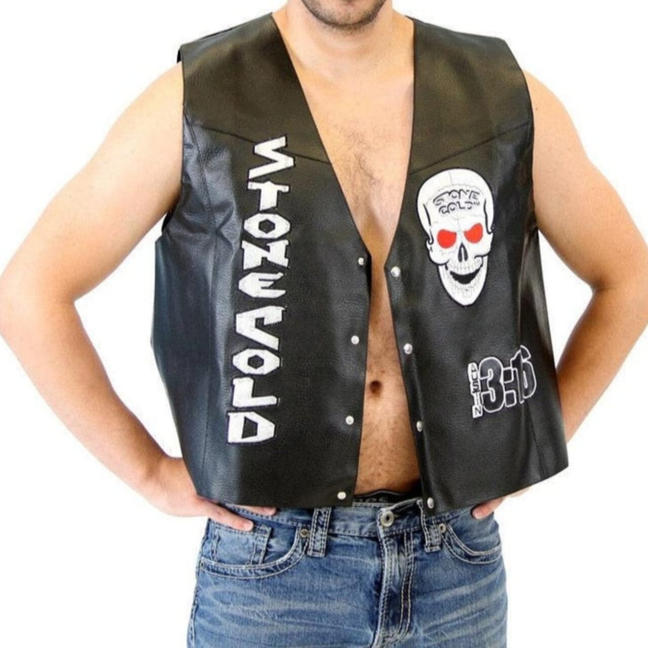 Stone Cold Steve Austin Broken Skull Black Leather Vest Coat - Etsy