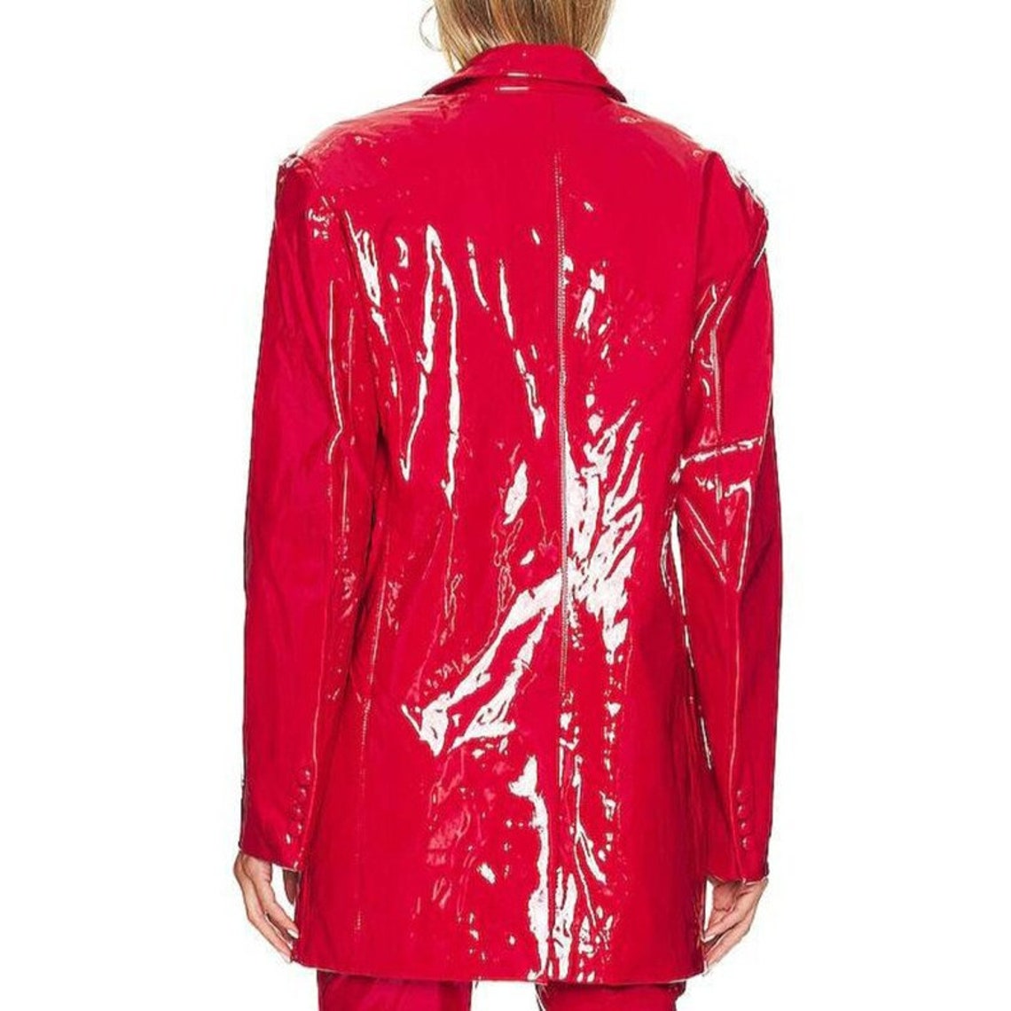 Women's Black Patent Leather Blazer, Women's Black Leather Coat, Women ...