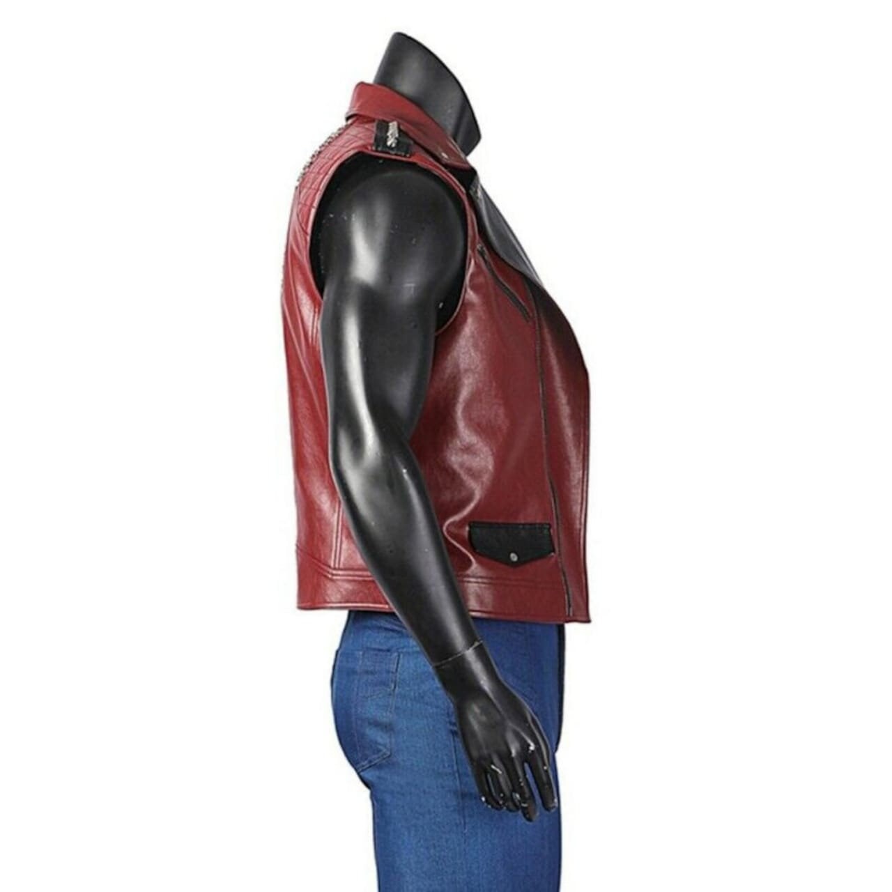 Thor Chris Hemsworth Red & Black Motorcycle Biker Spiked Leather Vest ...