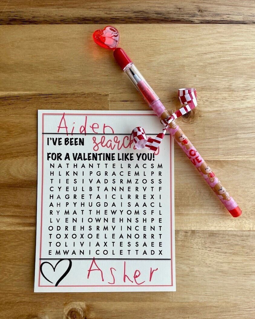 Custom Word Search Valentine Card Printable - Etsy