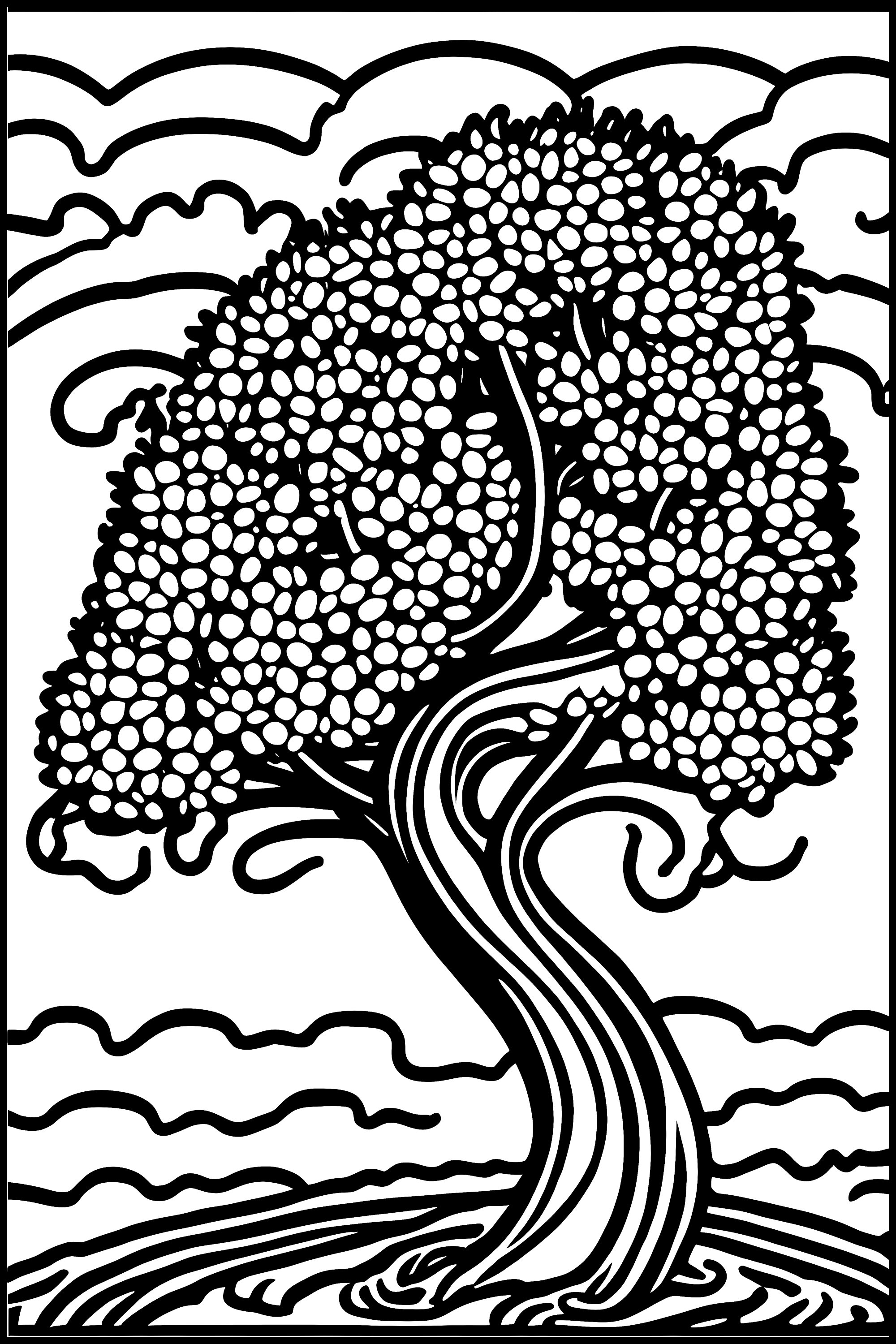 Bonsai Tree Coloring Pages - Etsy