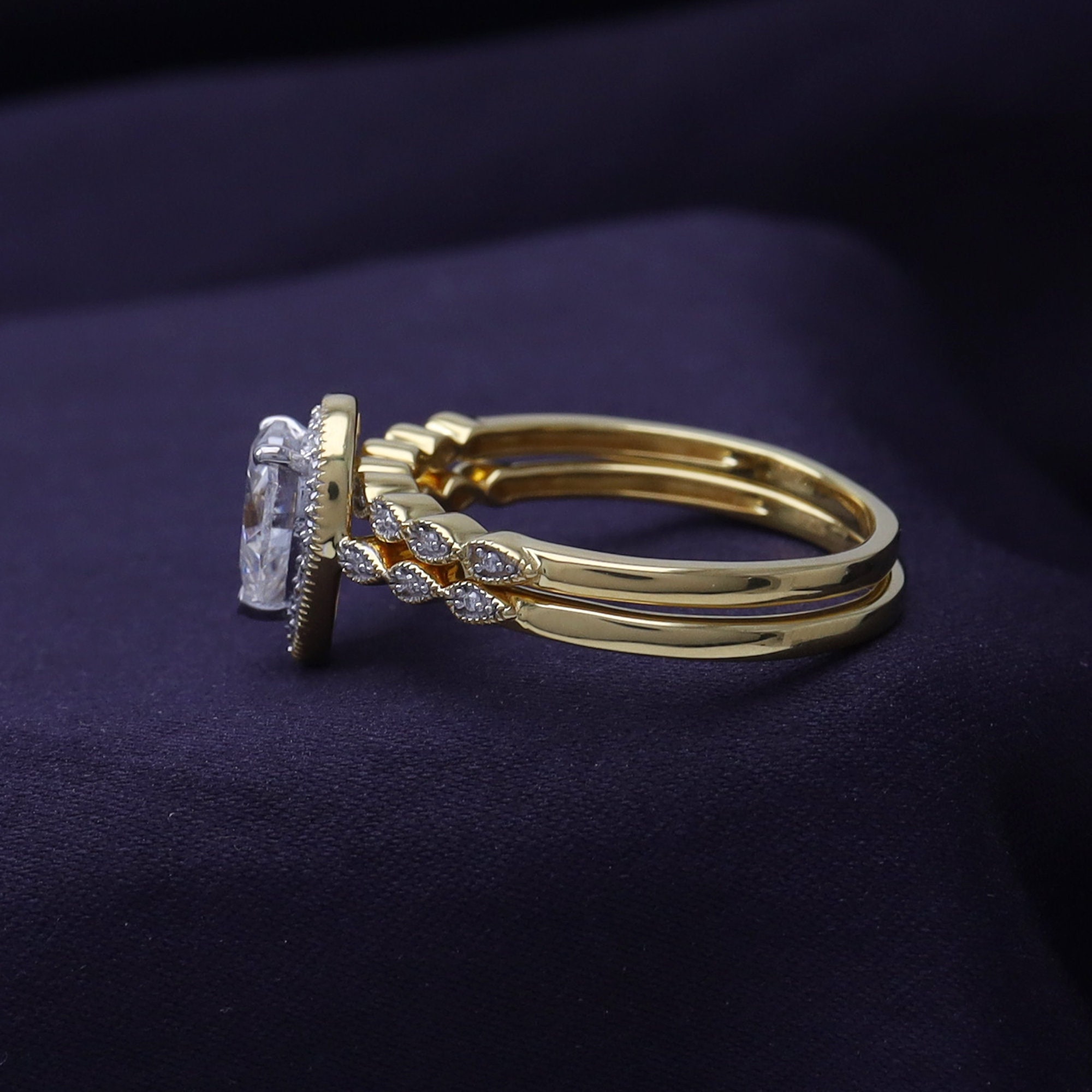 1.16 Cttw Pear Shape Lab Created Moissanite Diamond Milgrain Pear Shape ...