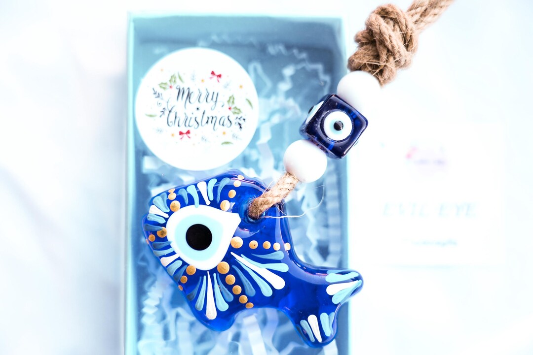 Hand Painted Fish Pattern Glass Evil Eye Wall Hanging,fish Wall Charm ...