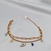 Evil Eye Bead Pattern Stainless Steel Gold Bracelet, Gold Leaf Pattern ...