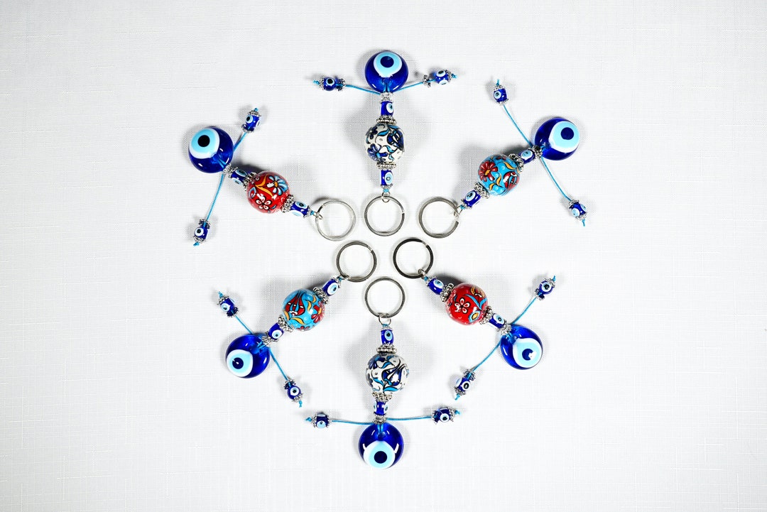 Ceramic Evil Eye Keychain, Evil Eye Bag Accessories, Ceramic Ball Evil ...