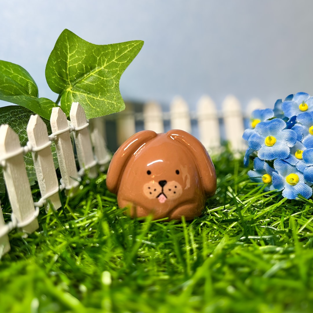 Cute Puppy Dog Desk Buddy / Handmade Polymer Clay Figurine / Shelf ...