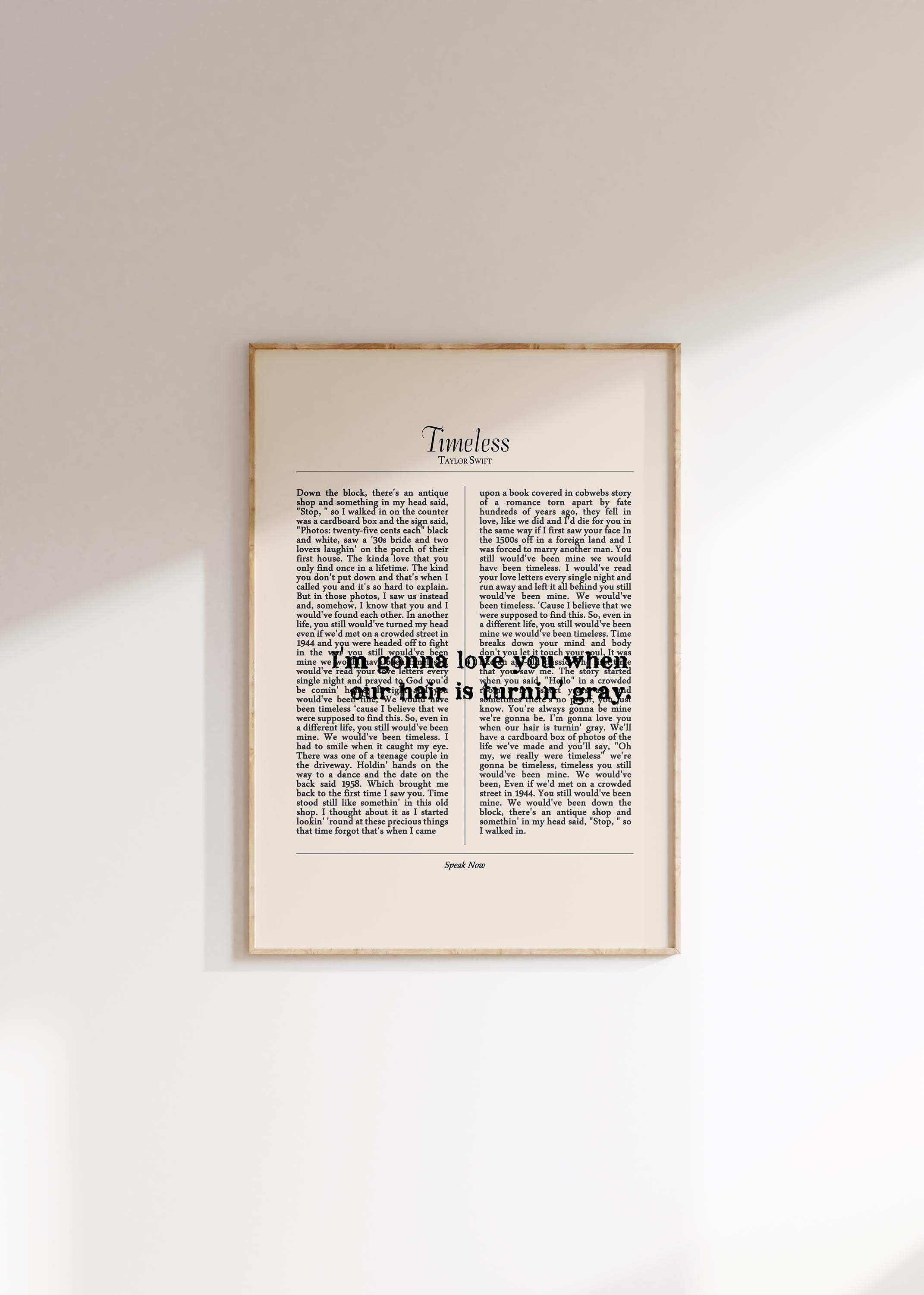 Timeless Minimalist Printable Poster Frame | Taylor Print Merch | Gifts ...