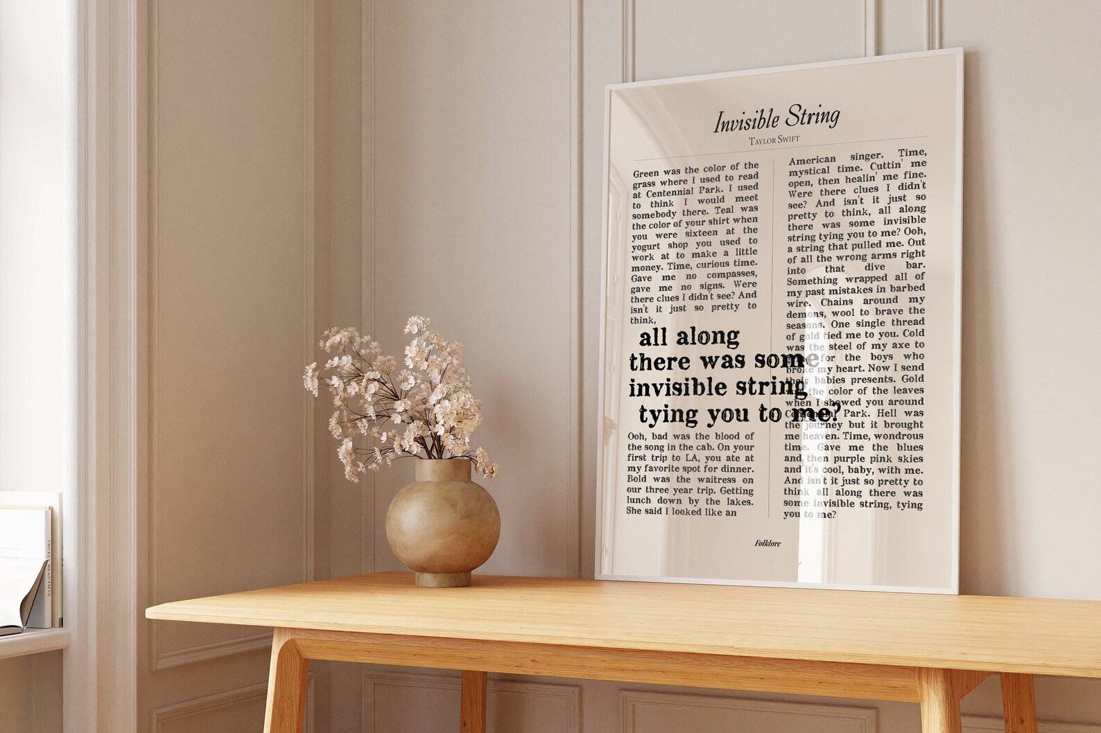 Invisible String Taylor Swift Minimalist Printable Poster Frame ...