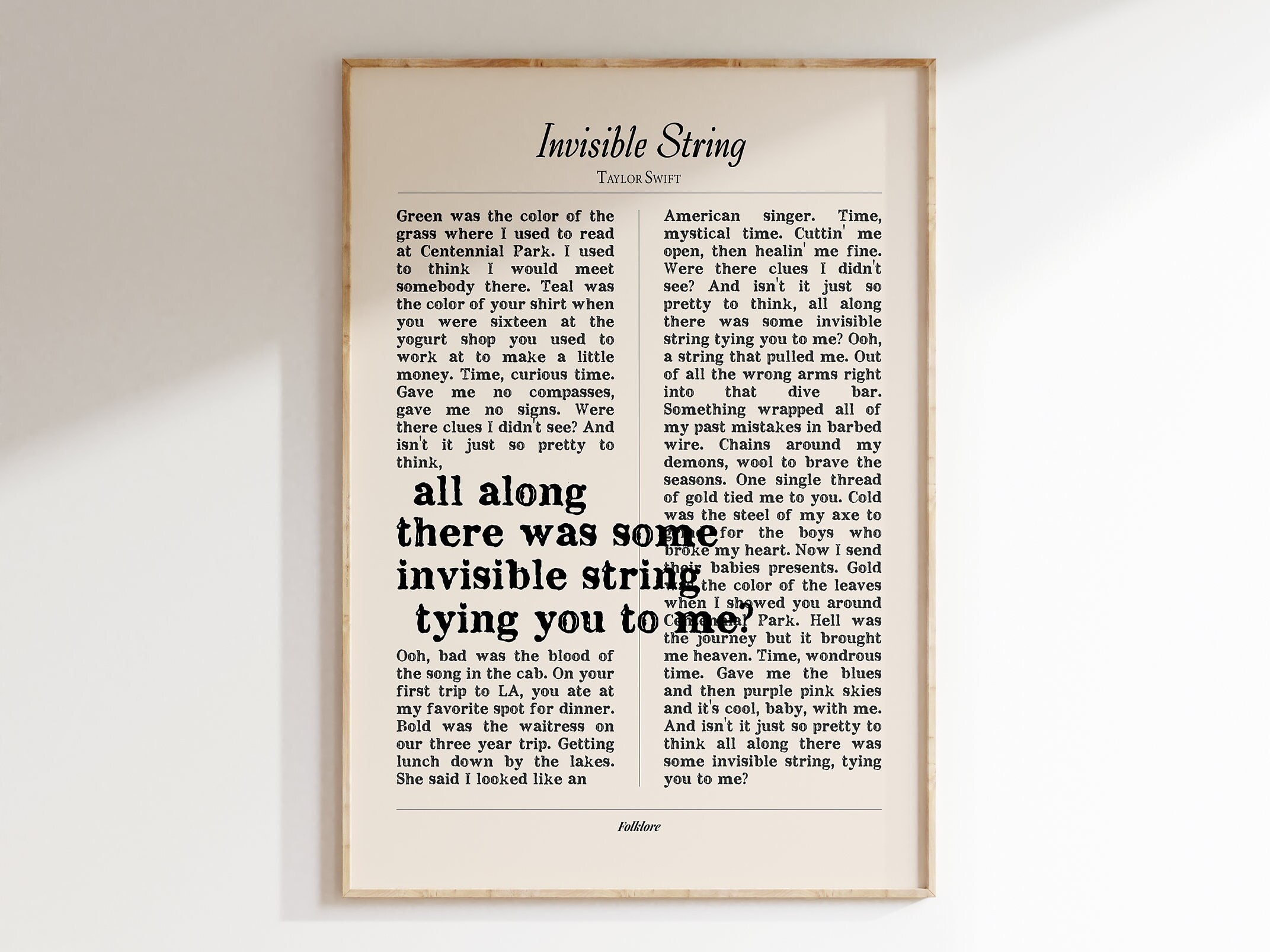 Invisible String Taylor Swift Minimalist Printable Poster Frame Swiftie ...