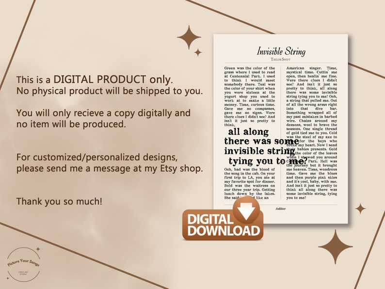 Invisible String Taylor Swift Minimalist Printable Poster Frame Swiftie ...