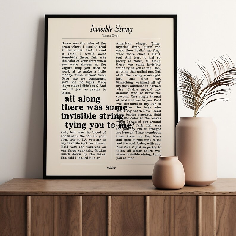 Invisible String Taylor Swift Minimalist Printable Poster Frame ...