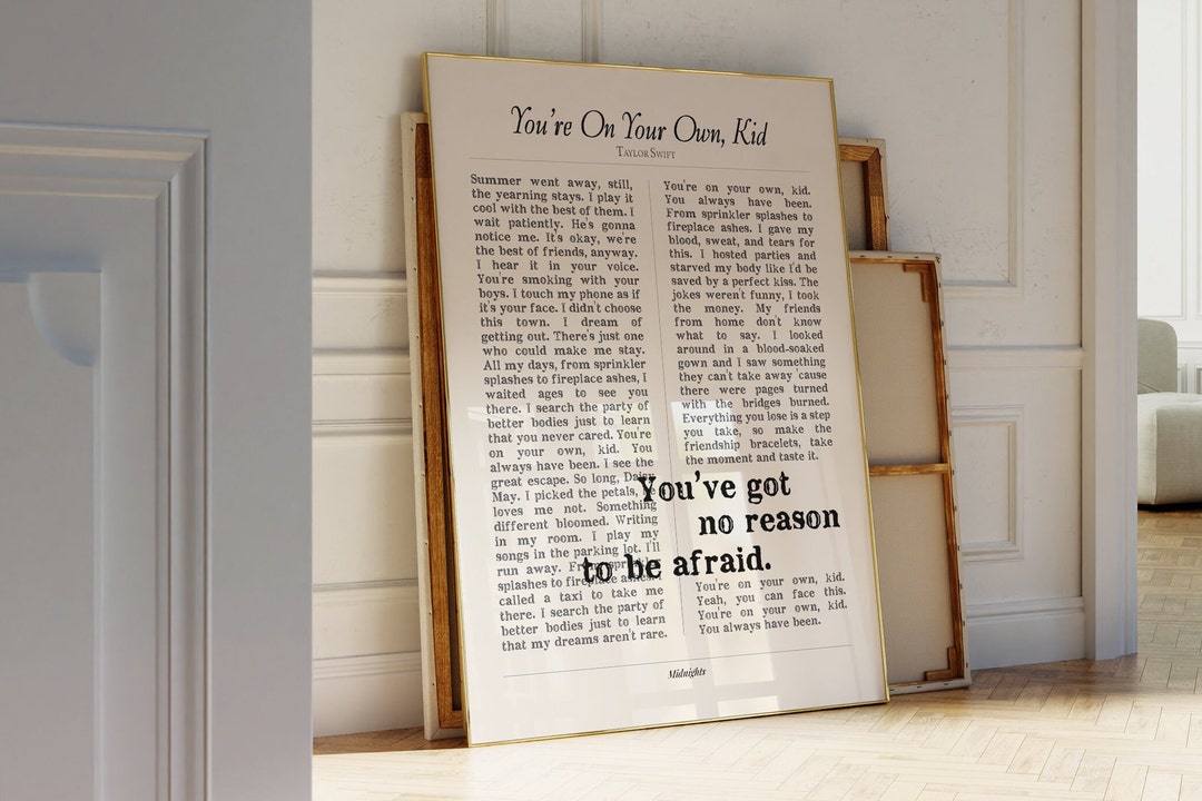 You're on Your Own Minimalist Printable Poster Frame | Swiftie Print ...