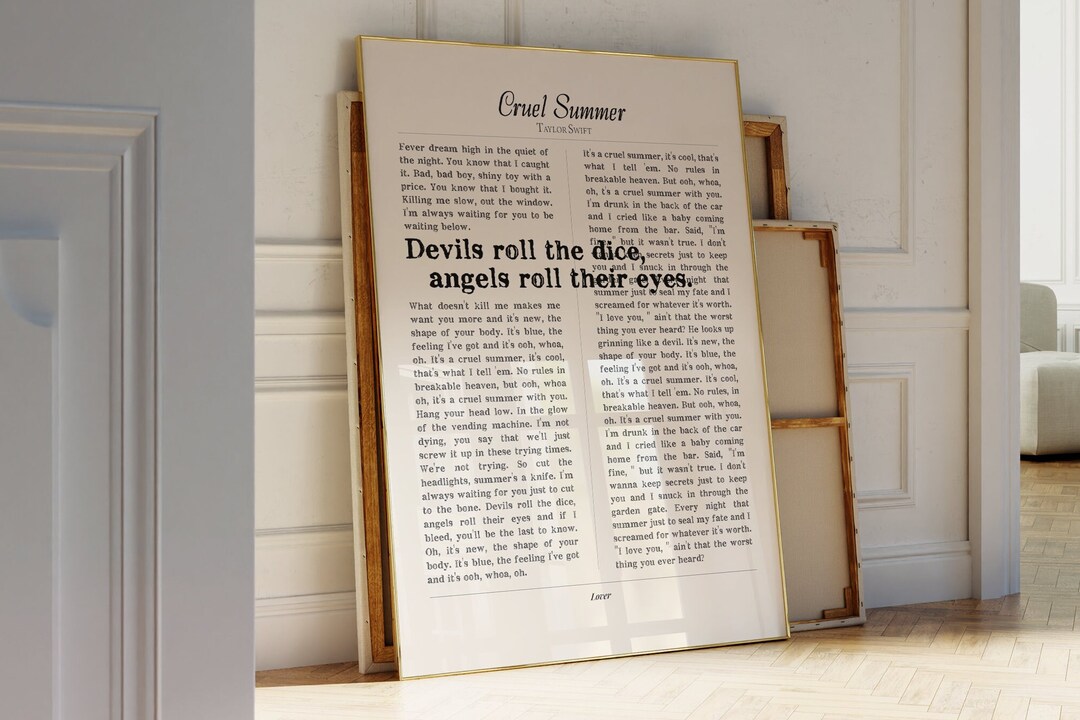 Cruel Summer Minimalist Printable Poster Frame | Print Merch | Gifts ...