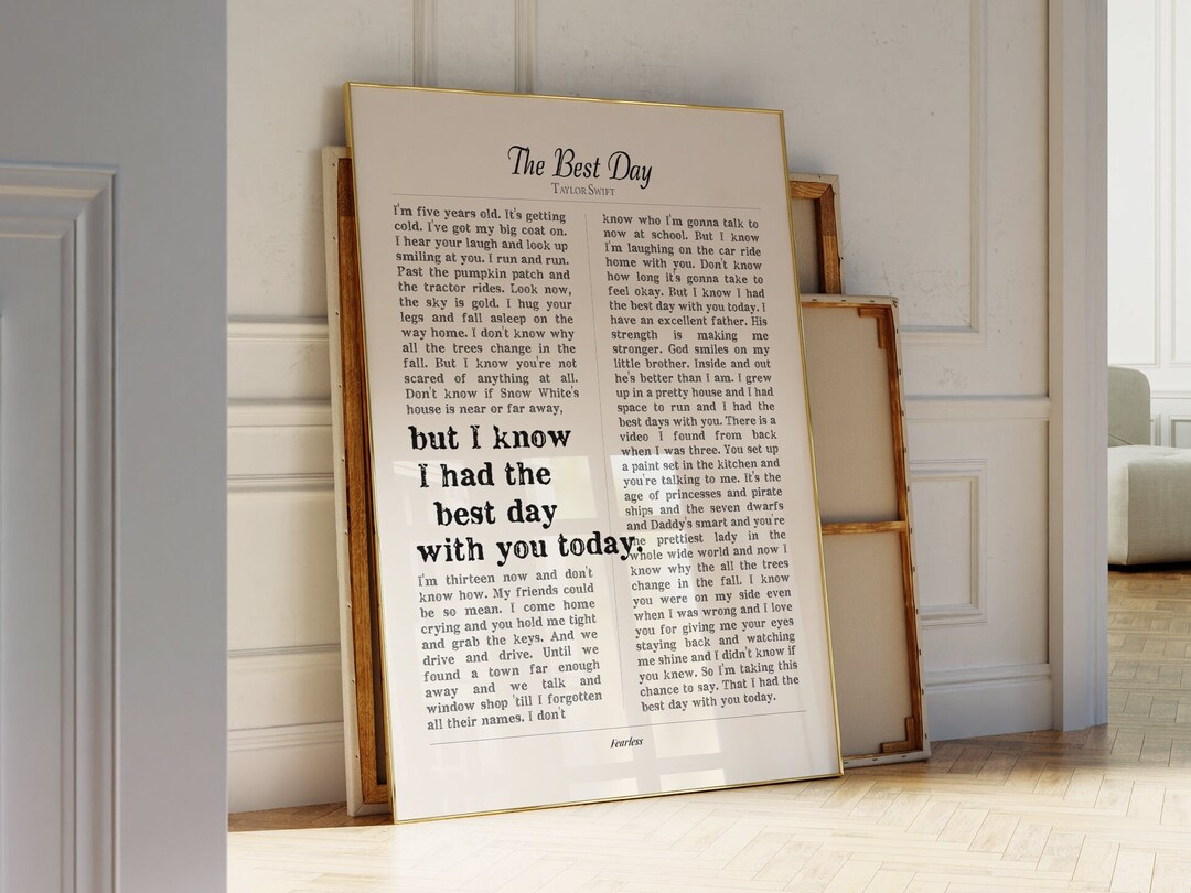 The Best Day Taylor Swift Minimalist Printable Poster Frame | Swiftie ...