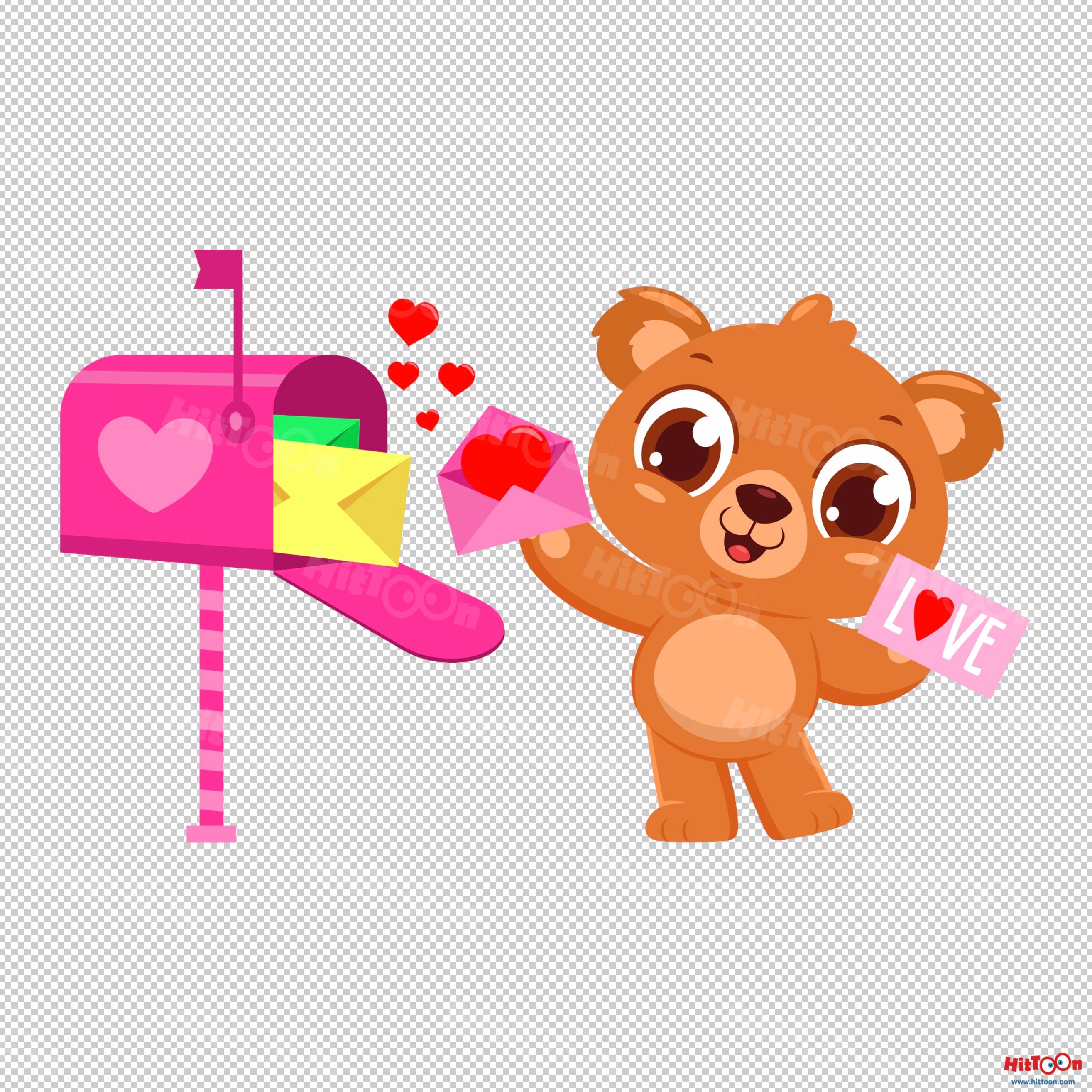 Cute Valentine Bear Cartoon Clipart 4. Flat Design. Vector Graphic ...