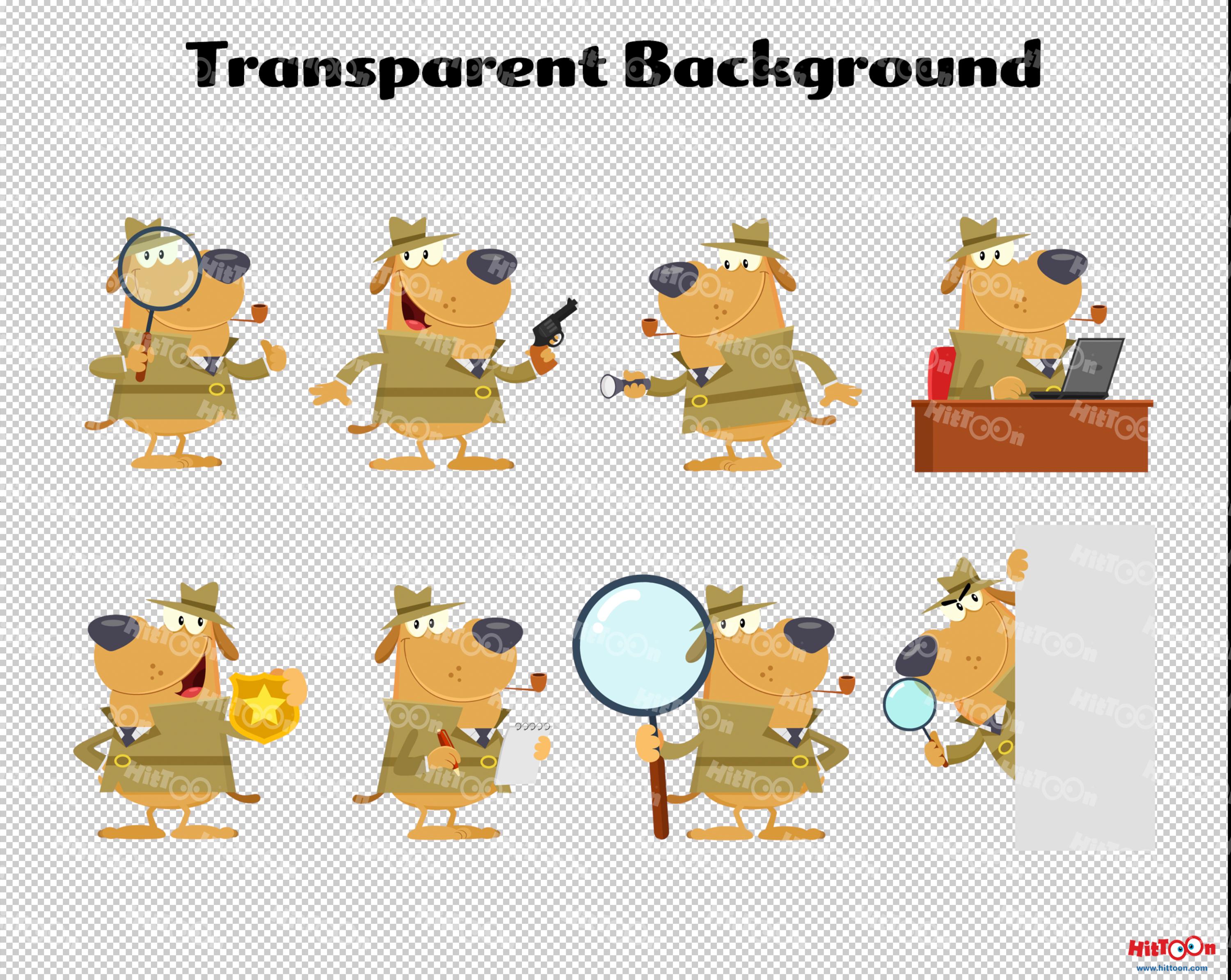 Detective Dog Cartoon Clipart: Vector Graphic Bundle (instant Download ...