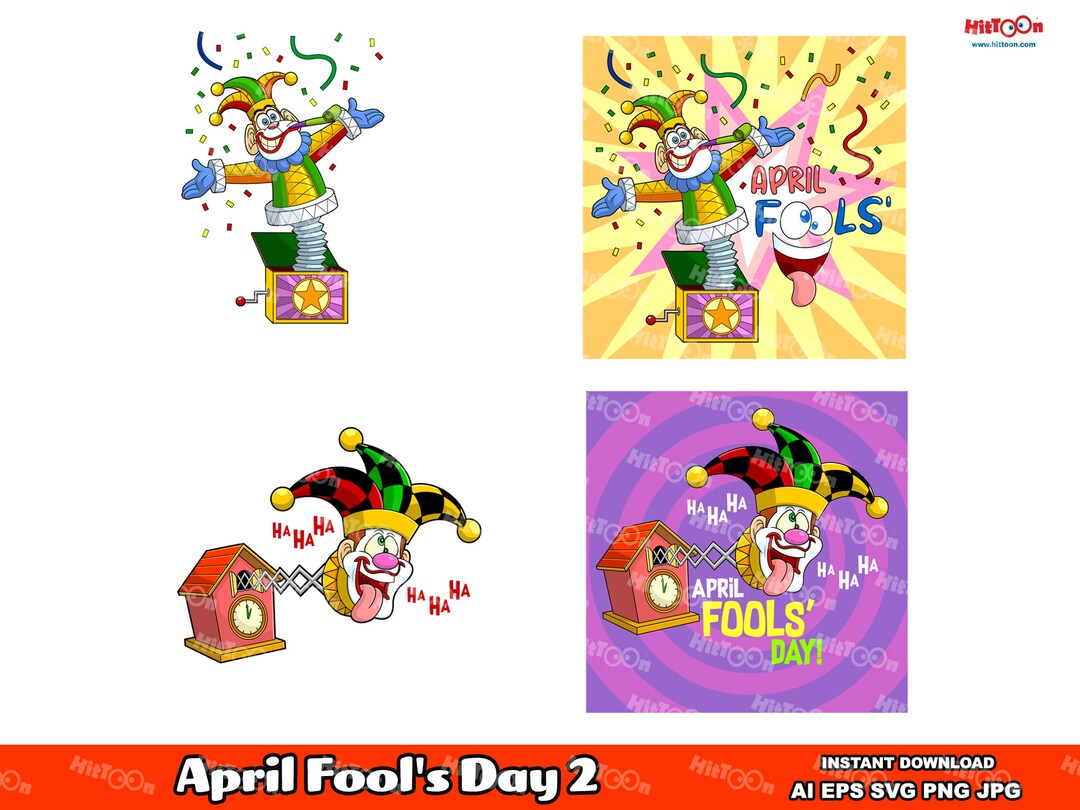 Funny April Fools' Day Cartoon Clipart: Vector Graphics (commercial Use ...