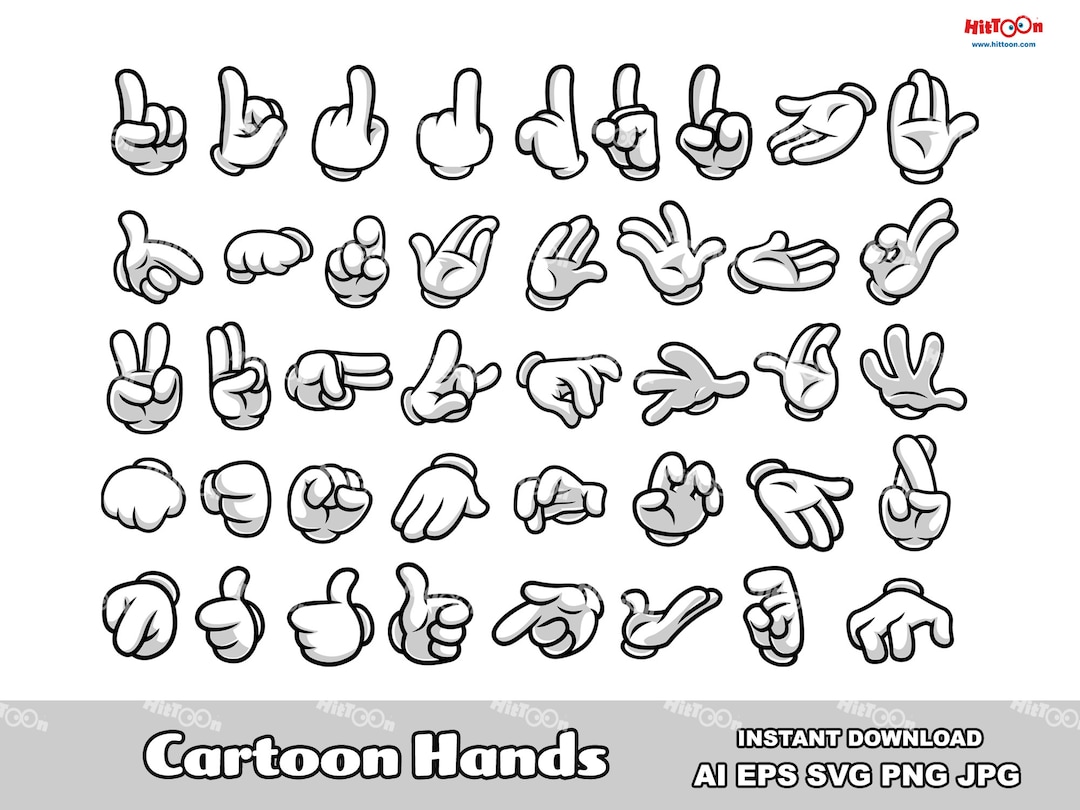 Cartoon Hands Clipart: Vector Illustrations Bundle (commercial Use) - Etsy
