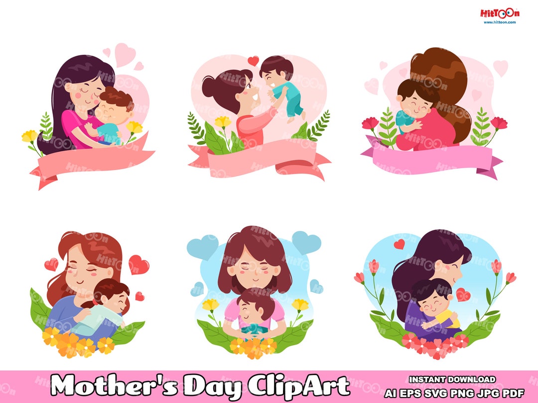 Mother's Day Clipart: Flat Design Vector Graphics (commercial Use ...