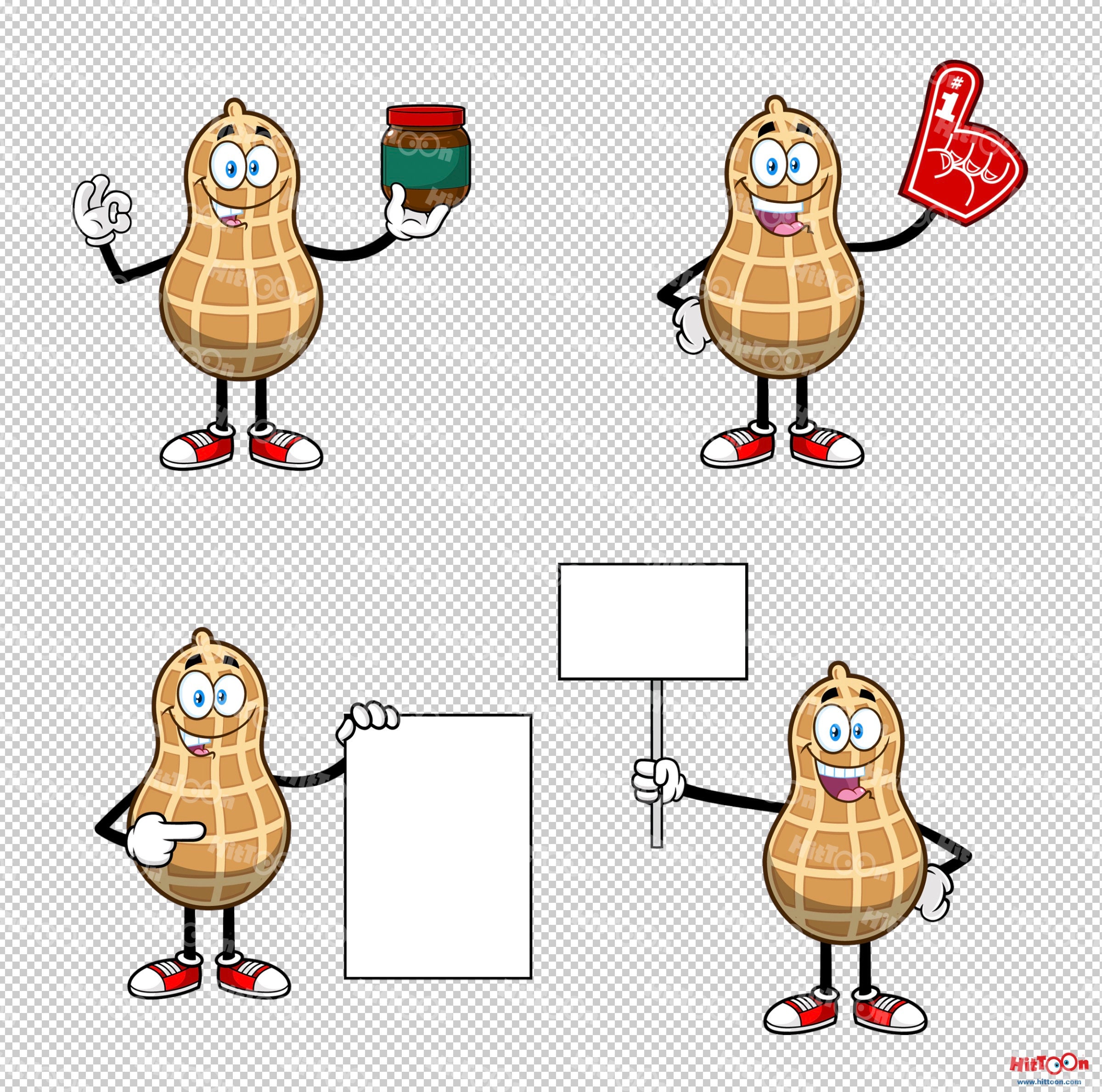 Peanut Cartoon Mascot Character 2. Digital Clip Art Vector Graphic ...
