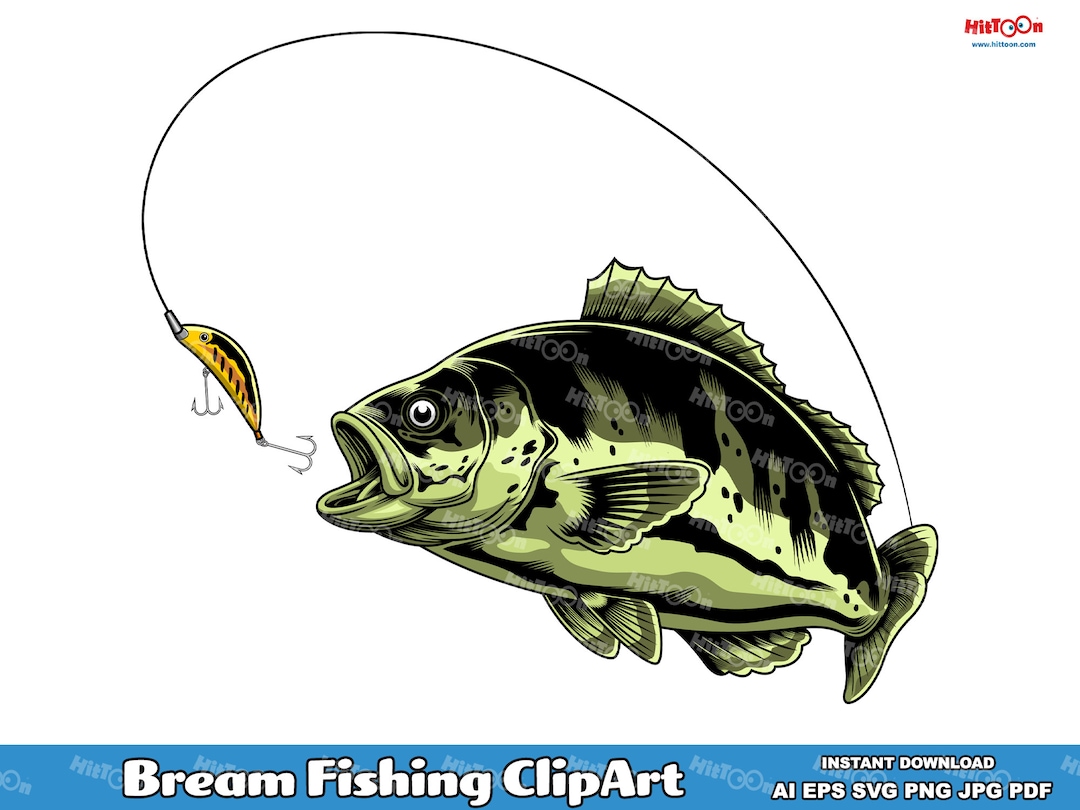 Bream Fishing Clipart. Hand Drawn Vector Graphic Illustrations. AI. EPS ...