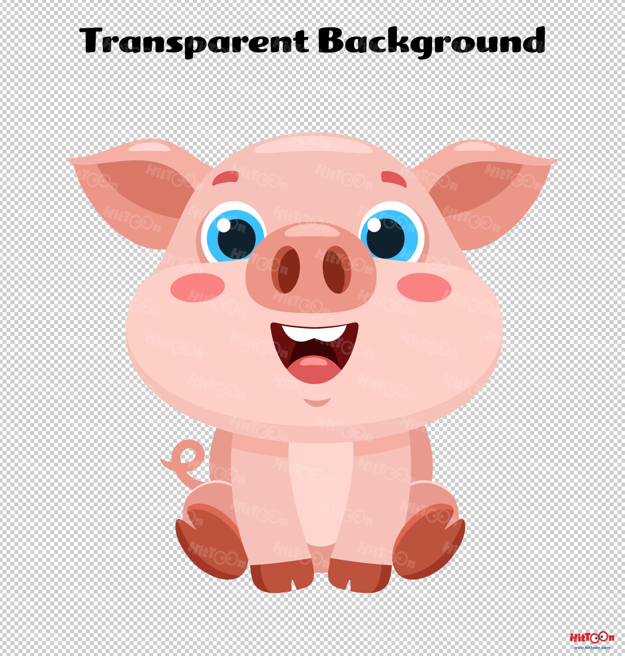 Cute Pig Cartoon Character. Flat Design. Vector Graphic Illustrations ...