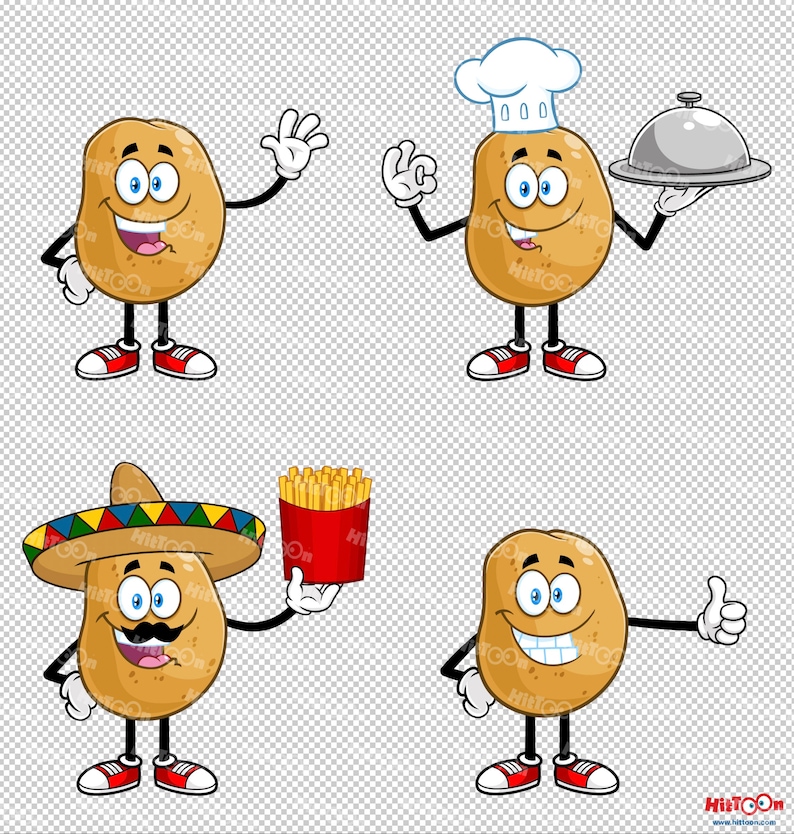 Potato Cartoon Mascot Clipart: Vector Graphic Bundle (commercial Use ...