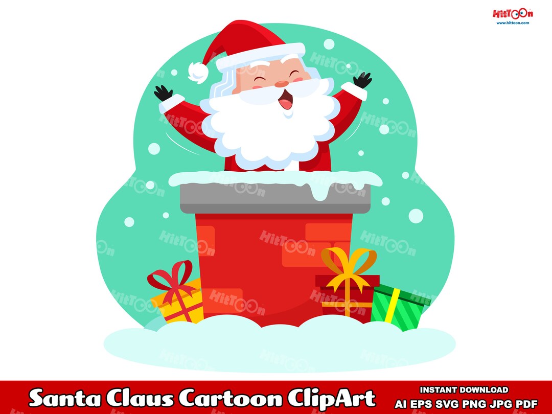 Santa Claus Cartoon Clipart: Flat Design Vector Graphics (commercial ...