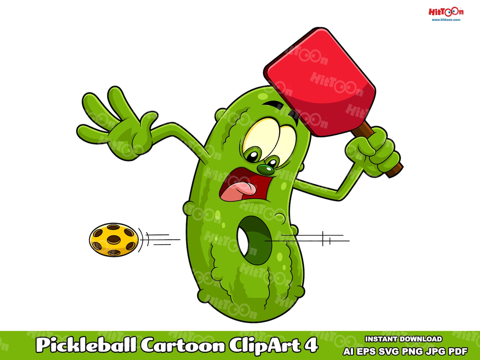 Pickleball Cartoon Clipart 4. Digital Clip Art Vector Graphic ...