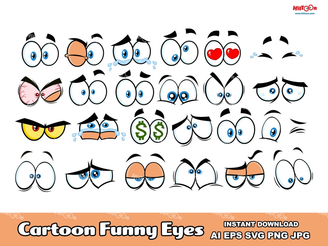 Cartoon Funny Eyes. Digital Clip Art Vector Graphic Illustrations ...