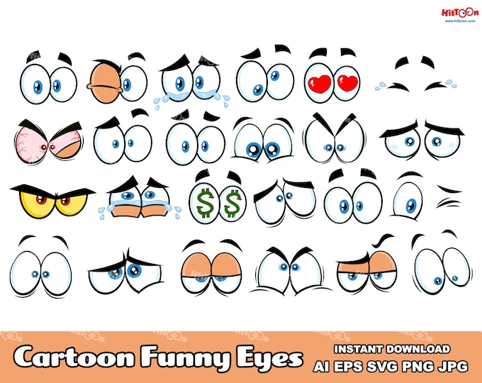 Funny Cartoon Eyes Clipart – Expressive Eye Characters – Free ...