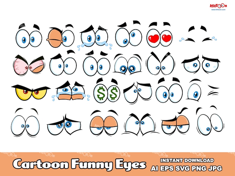 Funny Cartoon Eyes Clipart – Expressive Eye Characters – Free ...