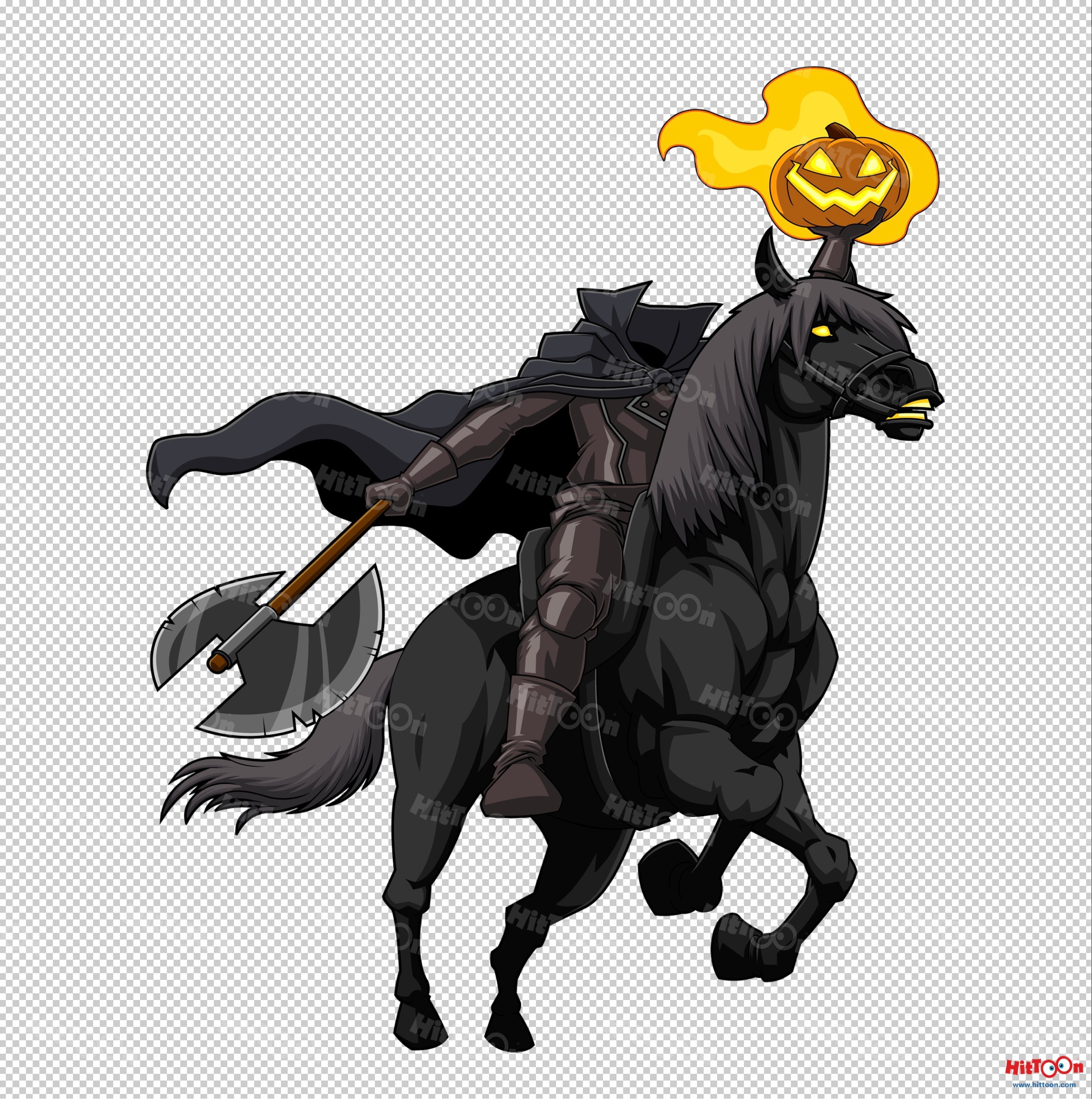 Headless Horseman Cartoon Clipart 2. Digital Clip Art Vector Graphic Illustrations Bundle. AI ...