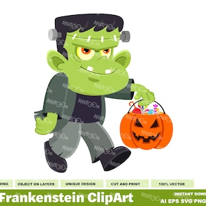 Frankenstein Cartoon Clipart: Vector Graphic Illustrations (commercial ...