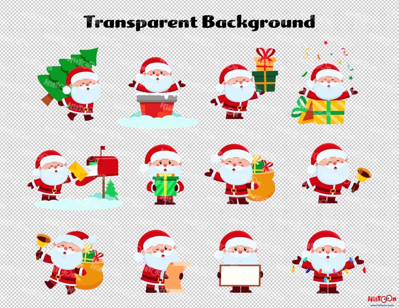 12 Cute Santa Claus Clipart 1. Digital Vector Graphic Illustrations ...