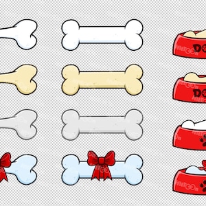 Cartoon Dog Bone With Ribbon and Bow - Digital Clipart Vector Graphic ...