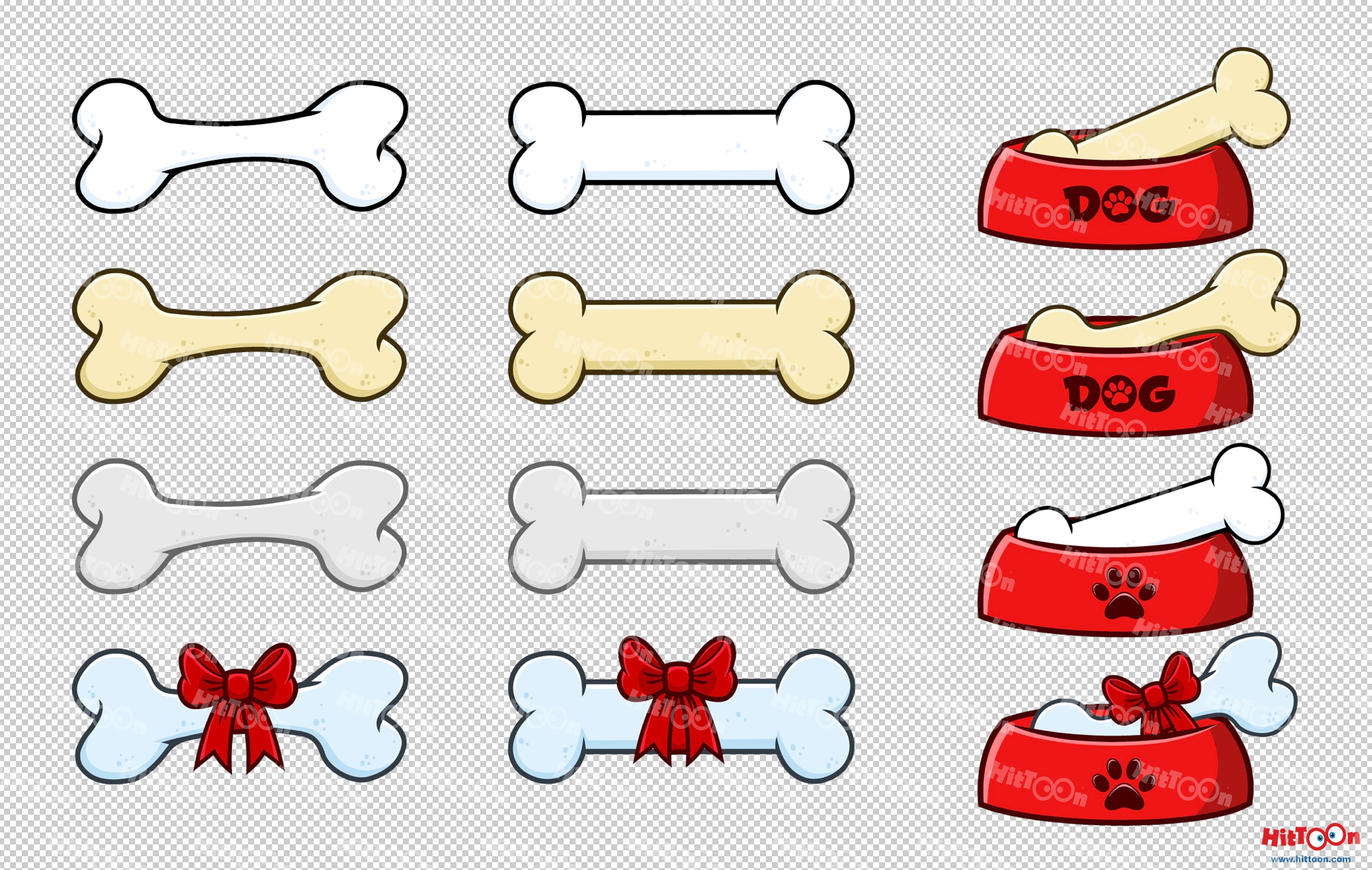 Cartoon Dog Bone With Ribbon and Bow - Digital Clipart Vector Graphic ...