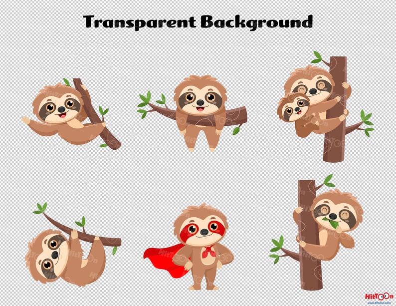 Sloth Clipart Vector Graphics Bundle (free Commercial Use, Digital ...